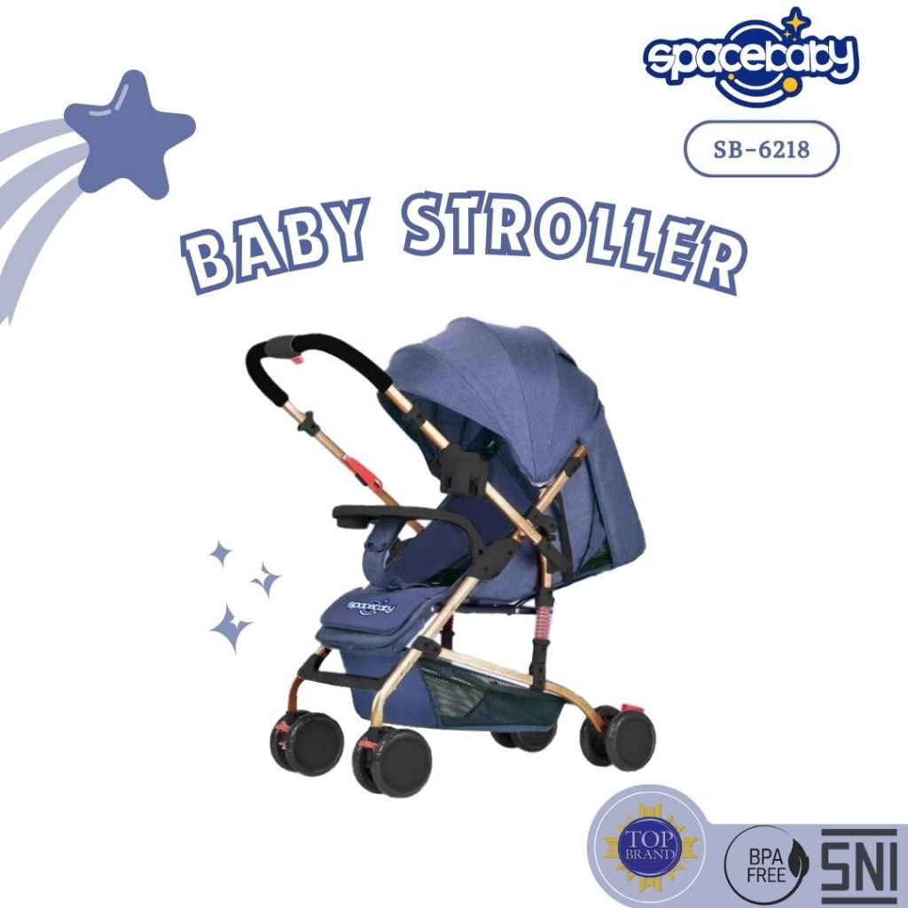 Jual Spacebaby Baby Baby Stroller Kereta Dorong Bayi Bisa Duduk Dan Berbaring SB 6218 | Shopee ...