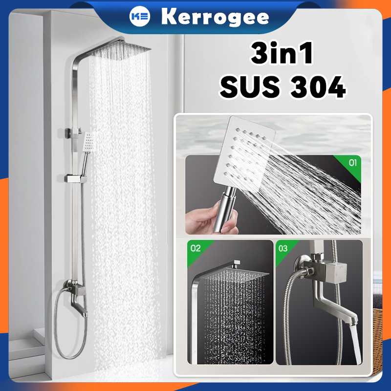 Jual ️ SET SHOWER KAMAR MANDI FULL SET persegi BAJA TAHAN KARAT 304 ...