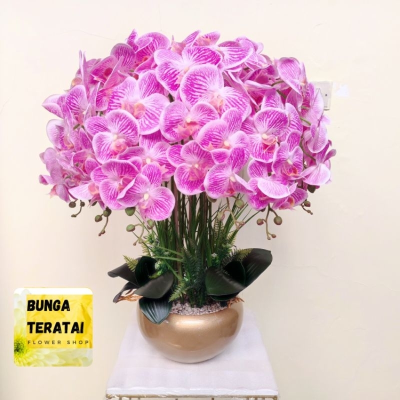 Jual ANGGREK LATEX PREMIUM JUMBO POT GOLD METAL ARTIFICIAL DEKORASI ...