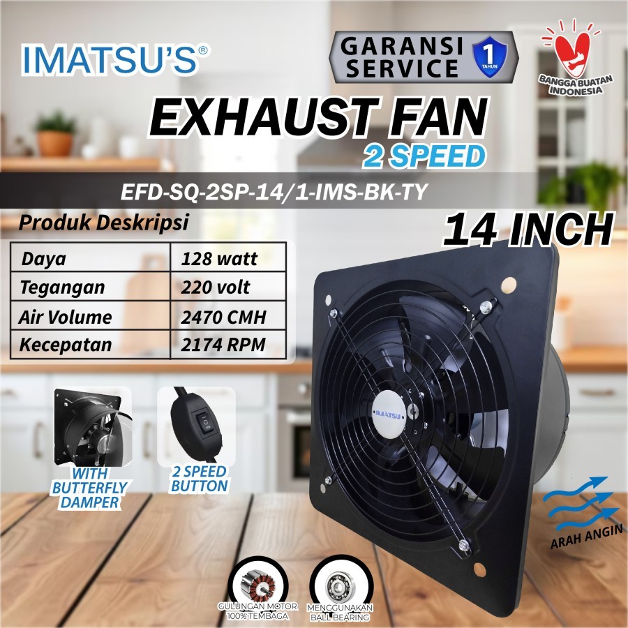 Jual Imatsu's Exhaust Fan EFD-SQ-2SP-14/1-IMS-BK-TY ukuran 14 Inch Wall ...