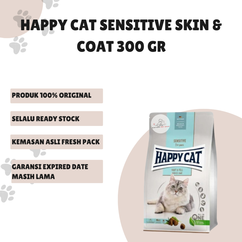 Jual HAPPY CAT SENSITIVE SKIN & COAT 300 GR | Shopee Indonesia