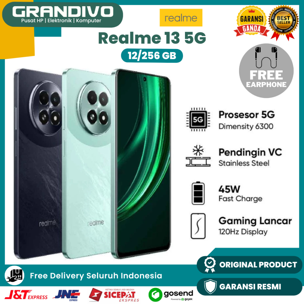 Jual Realme 13 5G 12GB+256GB Dimensity 6300 5G Chipset FHD+ 120Hz 50MP OIS Pendingin VC ...