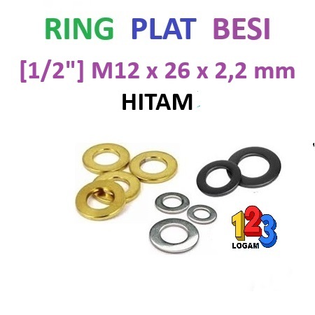 Jual Ring Plat [1/2"] M12 x 26 x 2,2 mm Warna Hitam - Baut 19 | Shopee ...