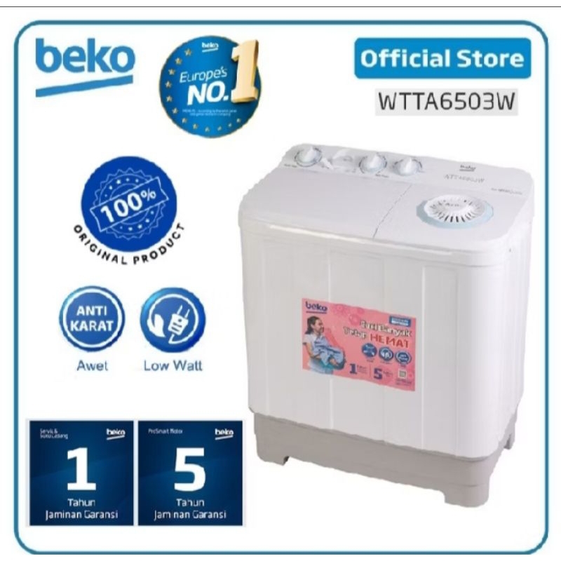 Jual MESIN CUCI BEKO WTTA 6503W 2 TABUNG 6,5 KG GARANSI RESMI | Shopee ...