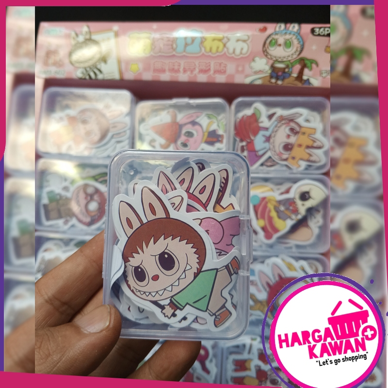 Jual Stiker anak Labubu box mika isi 12 pcs stiker karakter labubu lucu ...
