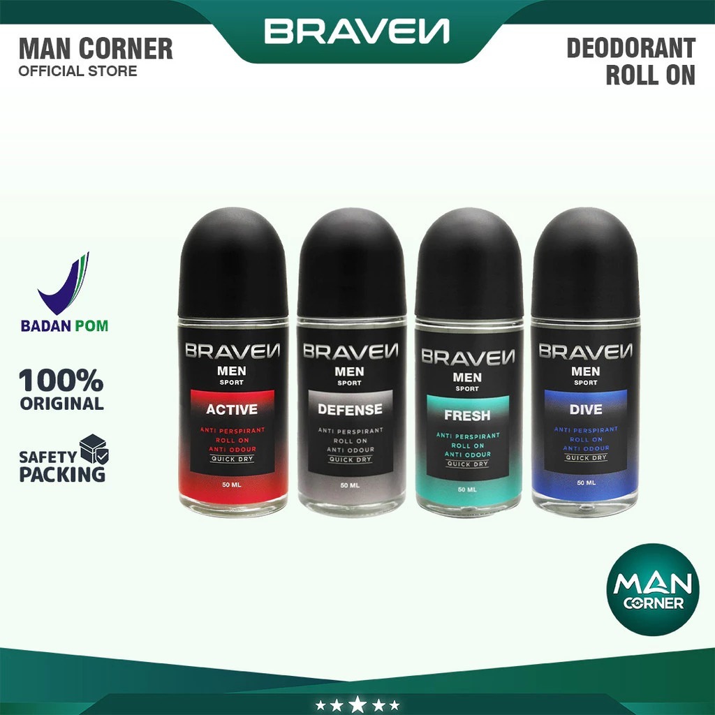 Jual BRAVEN Men Sport Deodorant Roll On 50ml | Man Corner | Shopee ...