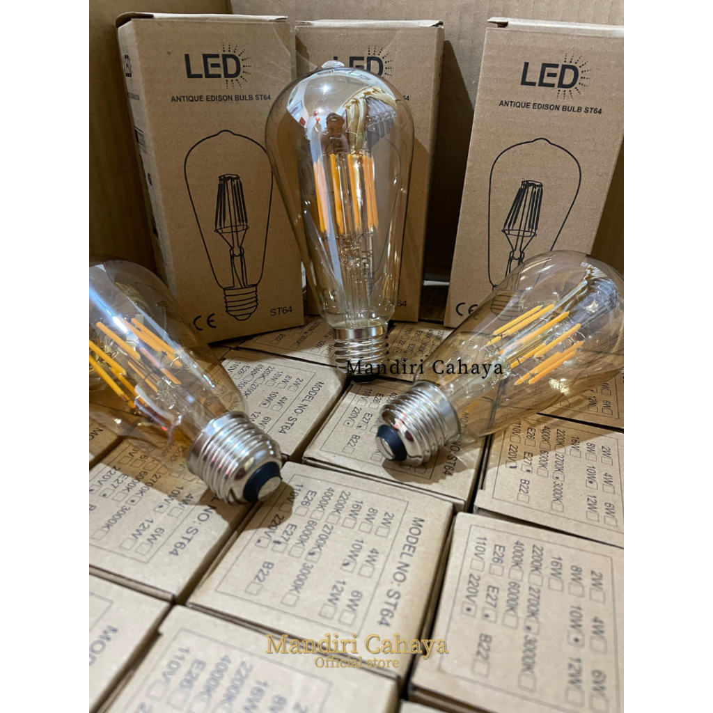 Jual Lampu LED Filamen Edison ST64 E27 10 watt Lampu bohlam dekorasi ...