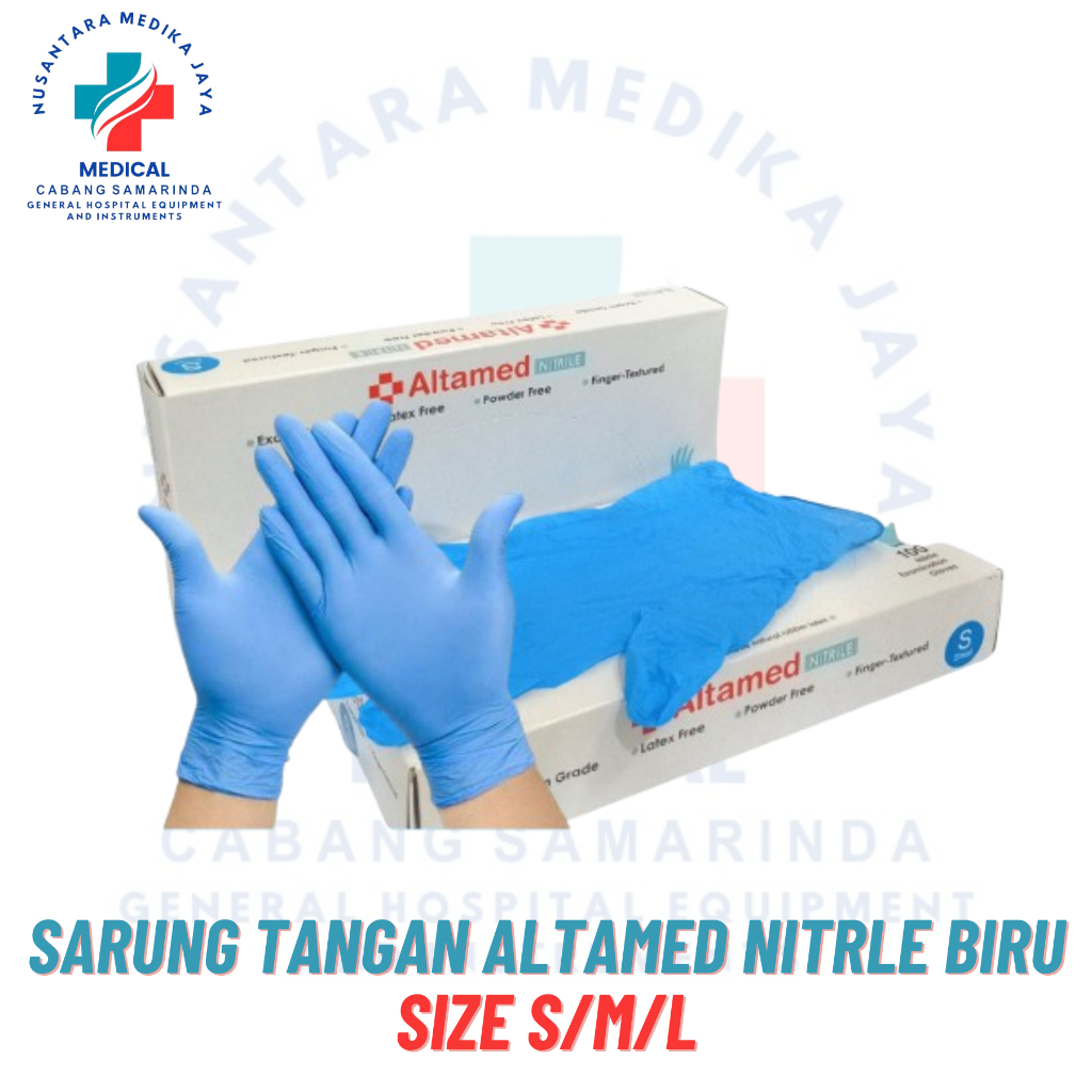 Jual Sarung Tangan NITRILE BIRU Altamed Box isi 100 | Shopee Indonesia
