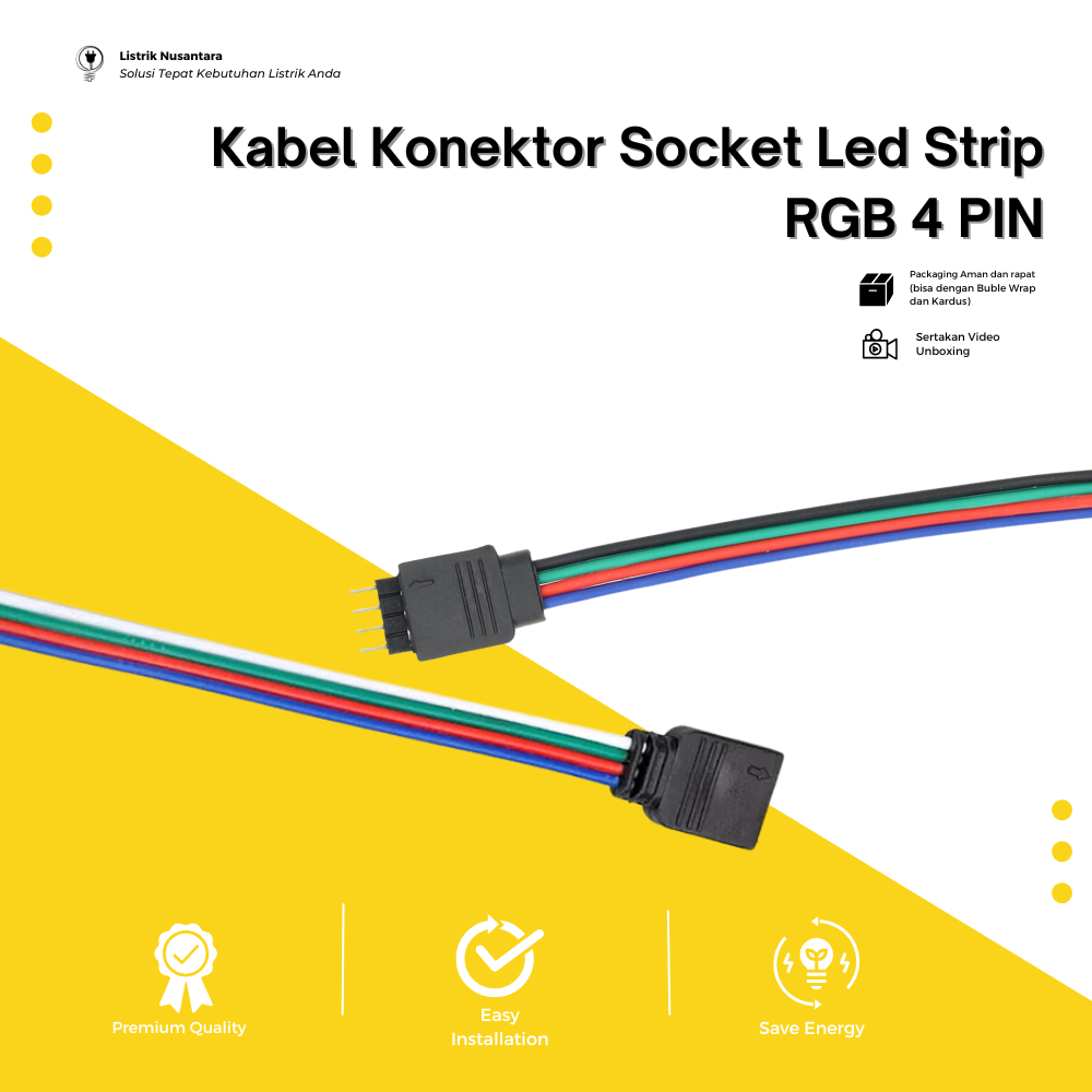 Jual Kabel Konektor Socket Led Strip RGB 4 PIN | Shopee Indonesia