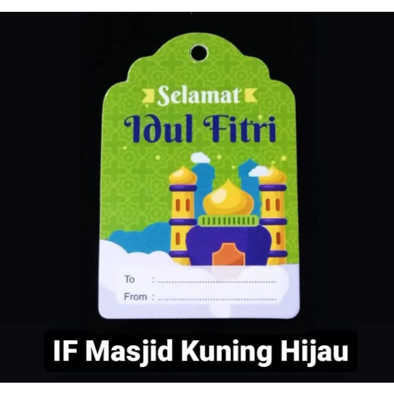Jual 1 Pack Isi 10 Pcs Hang Tag Lebaran Motif Masjid Kuning Hijau Art ...