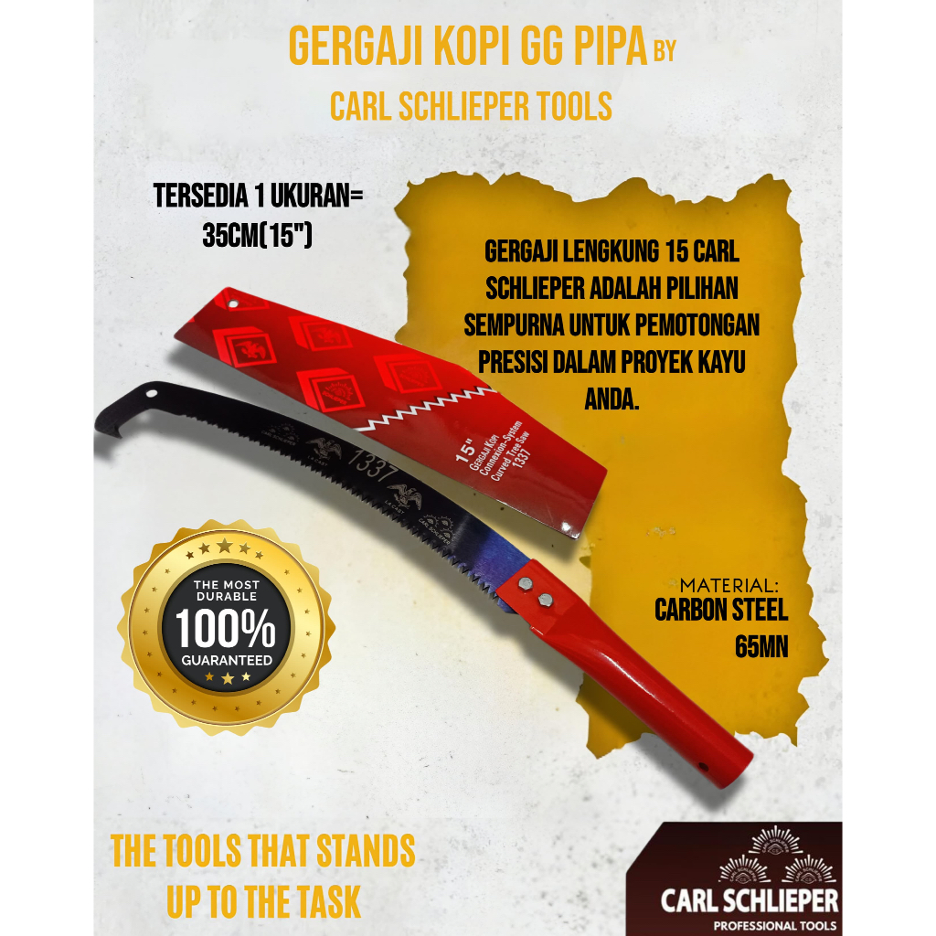 Jual GERGAJI KOPI DAHAN BATANG LENGKUNG HANDLE PIPA 15' MATA CARL SCHLIEPER | Shopee Indonesia
