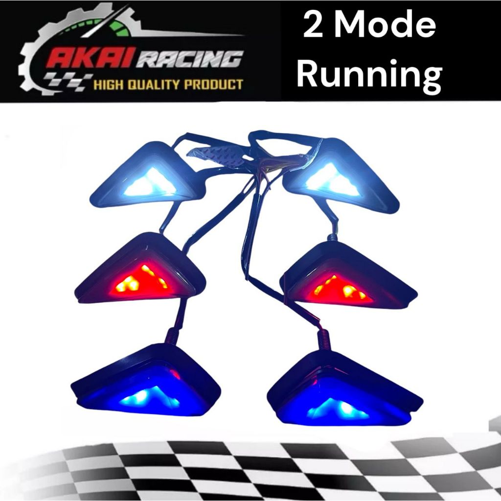 Jual Lampu Sen Tempel Sein Segitiga Neon Running Led 2 Mode Akai Racing Universal Motor R15 ...