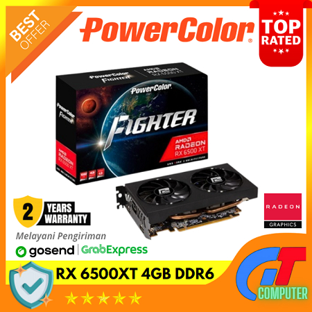 Jual VGA POWERCOLOR RX 6500 XT FIGHTER 4GB GDDR6 6500XT 4G GDDR6 | Shopee Indonesia