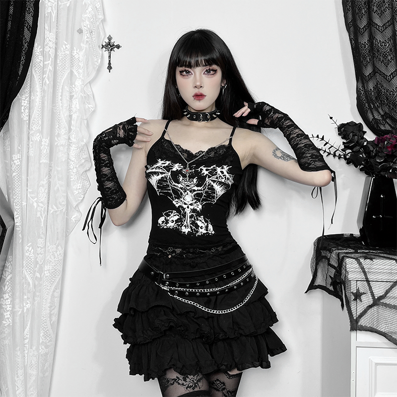 Jual 【Goth】Women's Gothic Print Fairy Grunge Crop Top 8859 (S/M/L ...