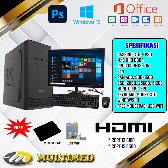 Jual 1 SET PC KOMPUTER RAKITAN LENGKAP MONITOR 19 INCH - CORE I5 6500 | Shopee Indonesia