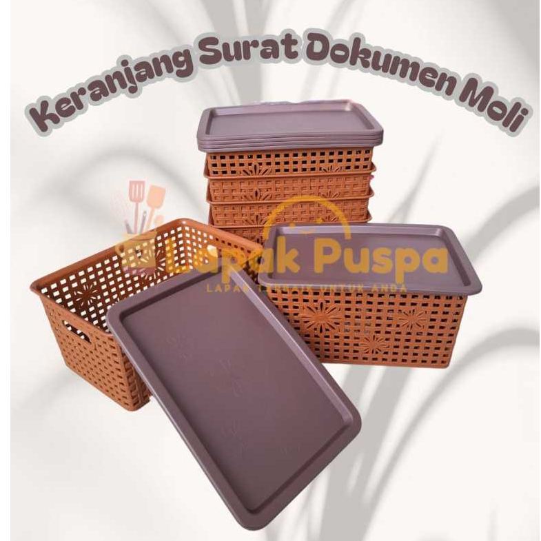 Jual 1 pcs keranjajng surat dokumen plastik+tutup keranjang moli star dior coklat bagus murah ...