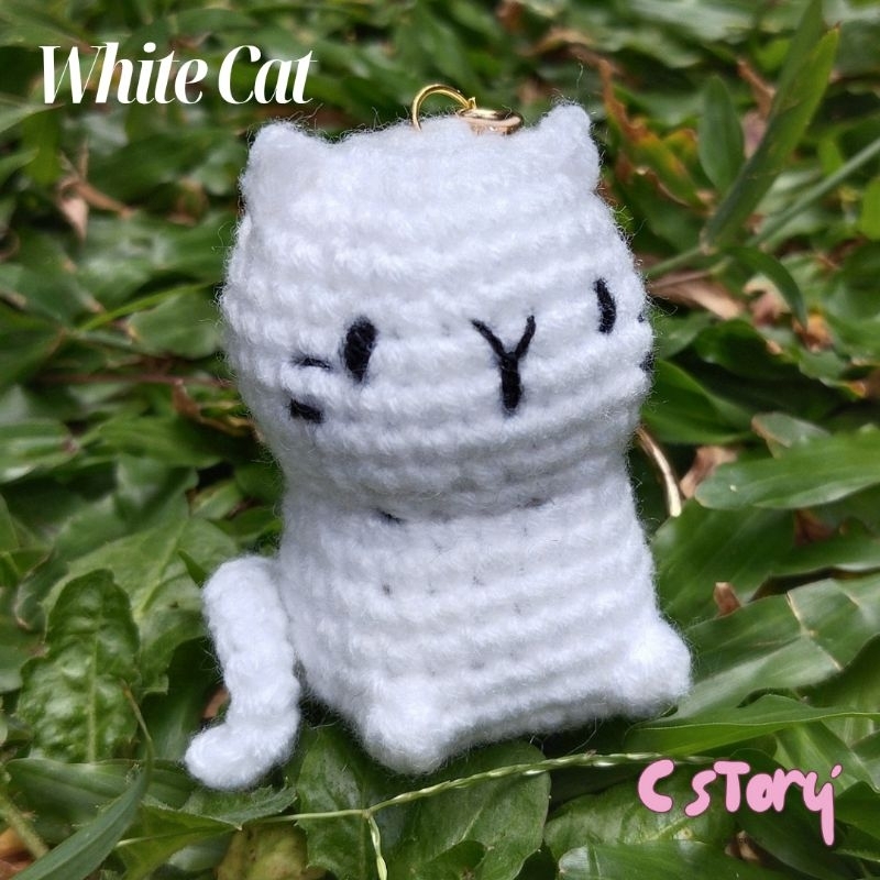 Jual Amigurumi White Cat Keychain / Gantungan Kunci Kucing Putih ...