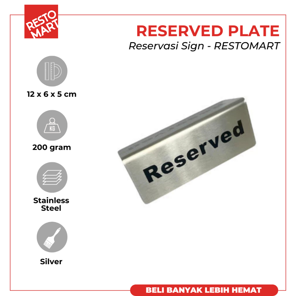 Jual Reserved Plate / Reservasi Sign RESTOMART Stainless (2714211)(F7 ...