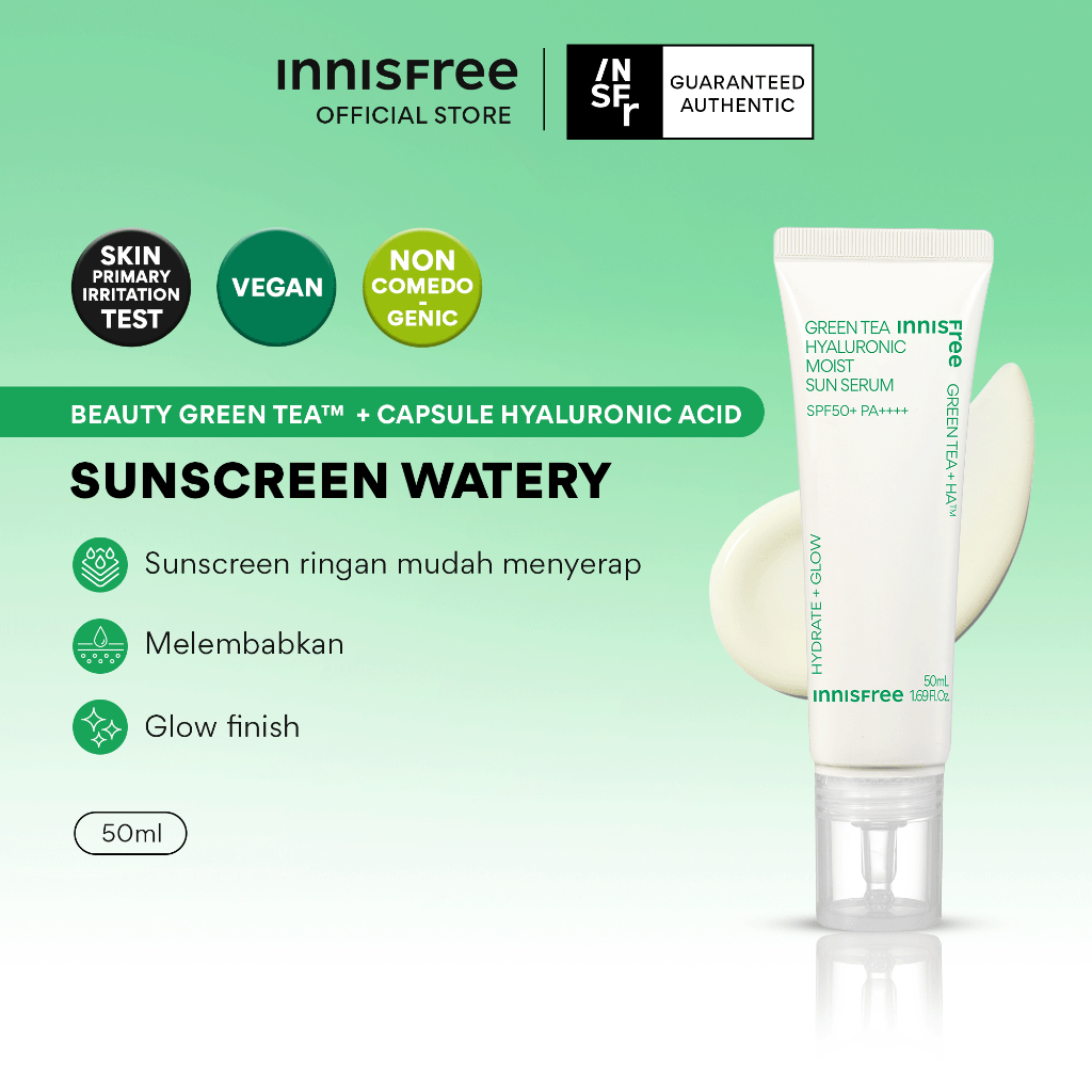 Jual Innisfree Green Tea Hyaluronic Moist Sun Serum SPF 50+ PA++++ 50ml ...