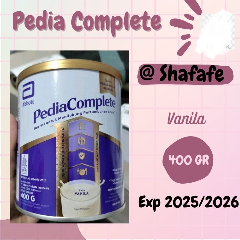 Jual Susu Pedia Complete 400 gram Rasa Vanila exp 2025/2026 | Shopee ...