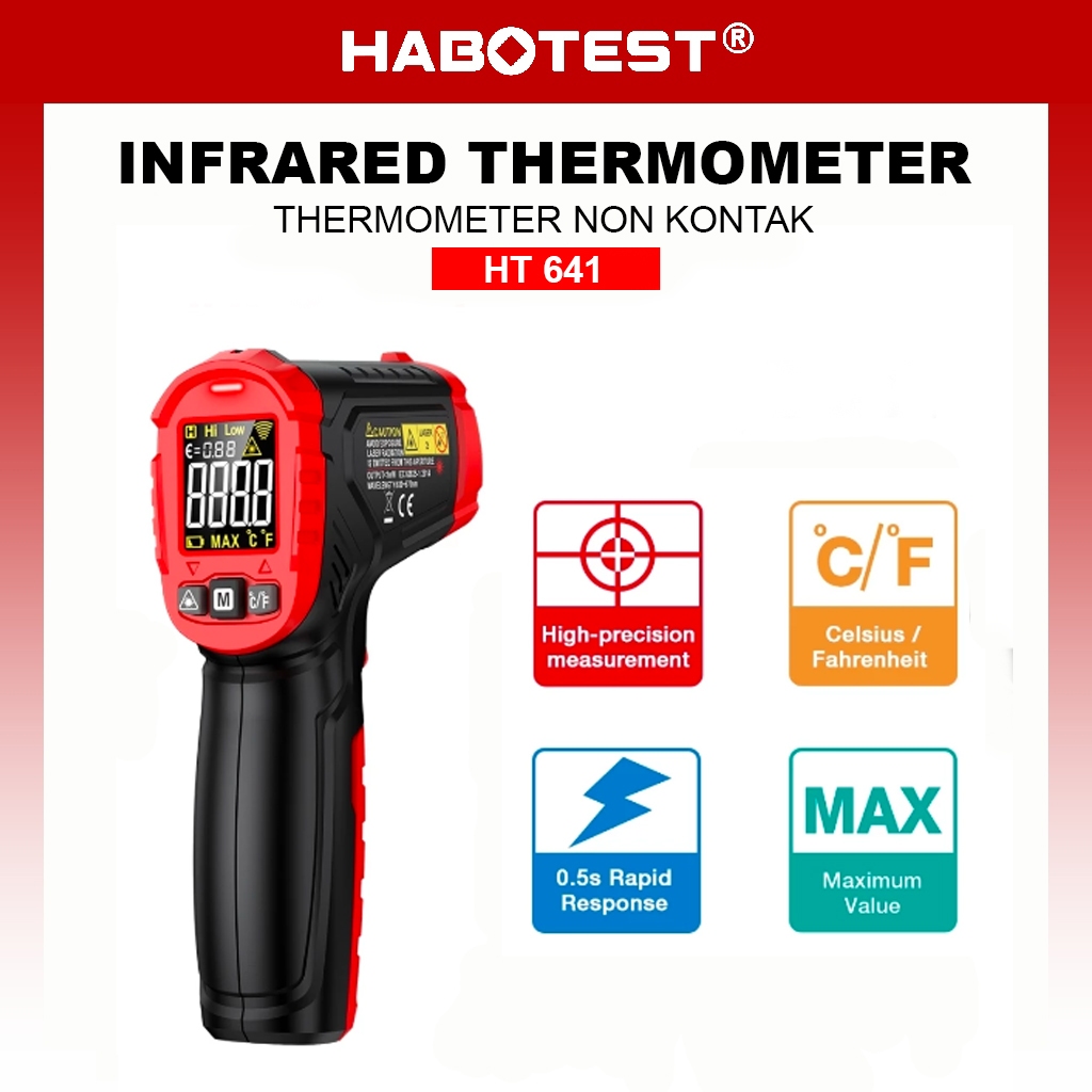 Jual HABOTEST Termometer Digital Non-kontak Pengukur Suhu Termometer ...