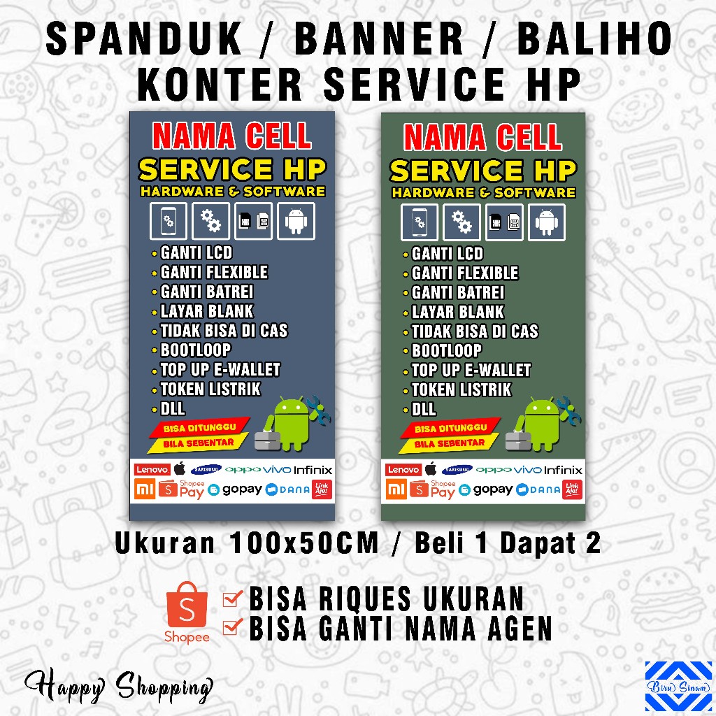 Jual Banner Spanduk KONTER SERVICE HP 100X50CM BELI 1 DAPAT 2 MURAHHHH ...
