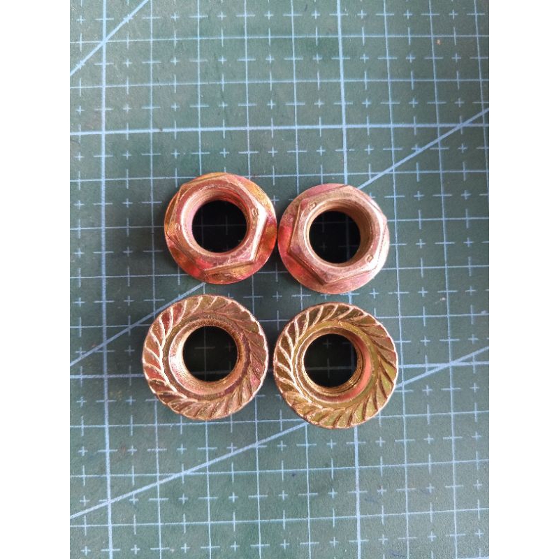 Jual mur flange mur topi warna kuning ukuran m8 m10 m12 | Shopee Indonesia