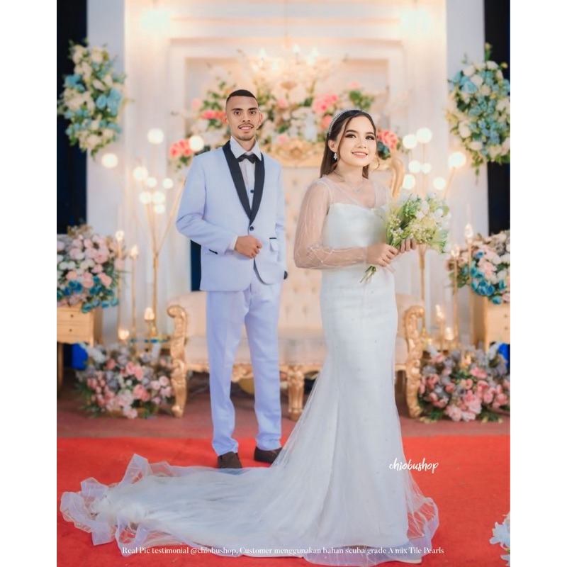 Jual Chiobushop - (Pipin) Wedding Dress Tile Mutiara Prewedding Gaun ...