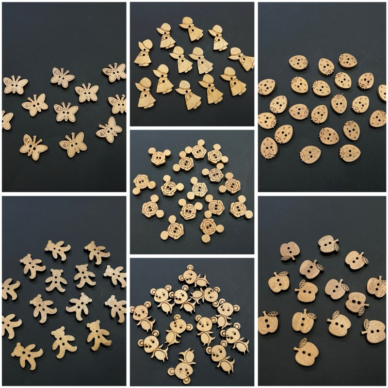 Jual Kancing Kayu Variasi Anak @Harga per 1 Lusin (12 Butir) | Shopee ...