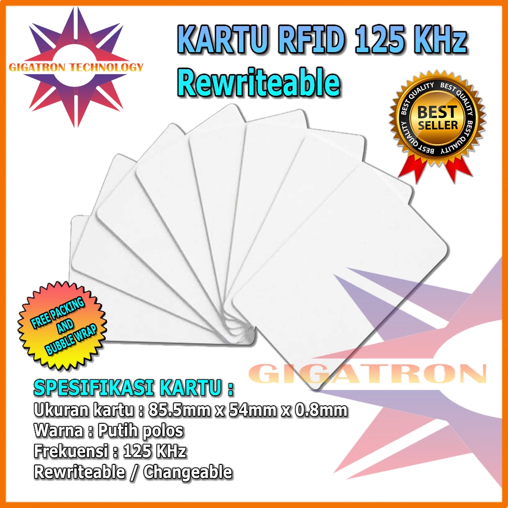 Jual Kartu RFID 125 Khz Card Rewritae Writae Clone Copy Kartu Akses 125 ...