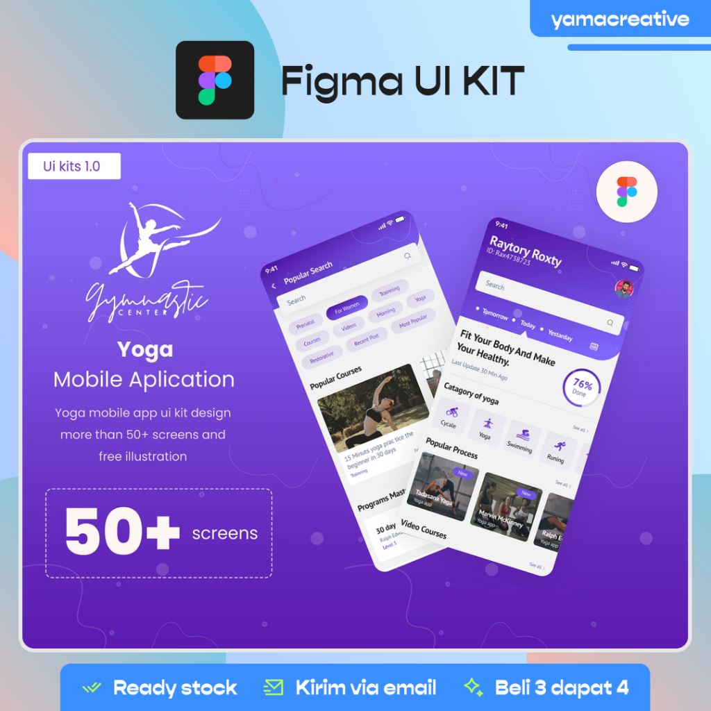 Jual Yoga App - Dark Mode and Light Mode - 50++ Screen - Premium Figma UI Kit | Shopee Indonesia