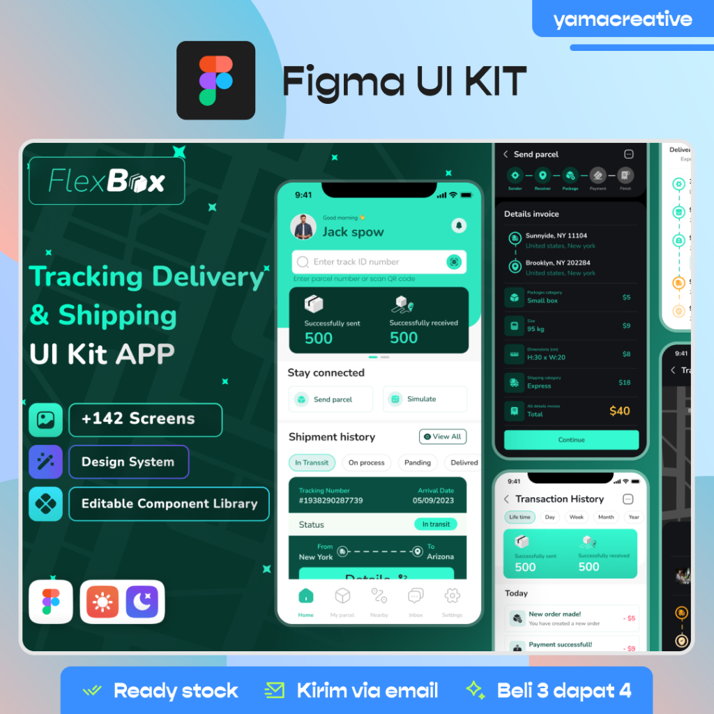 Jual Delivery Tracker App Light and Dark Mode - Premium Figma UI Kit ...
