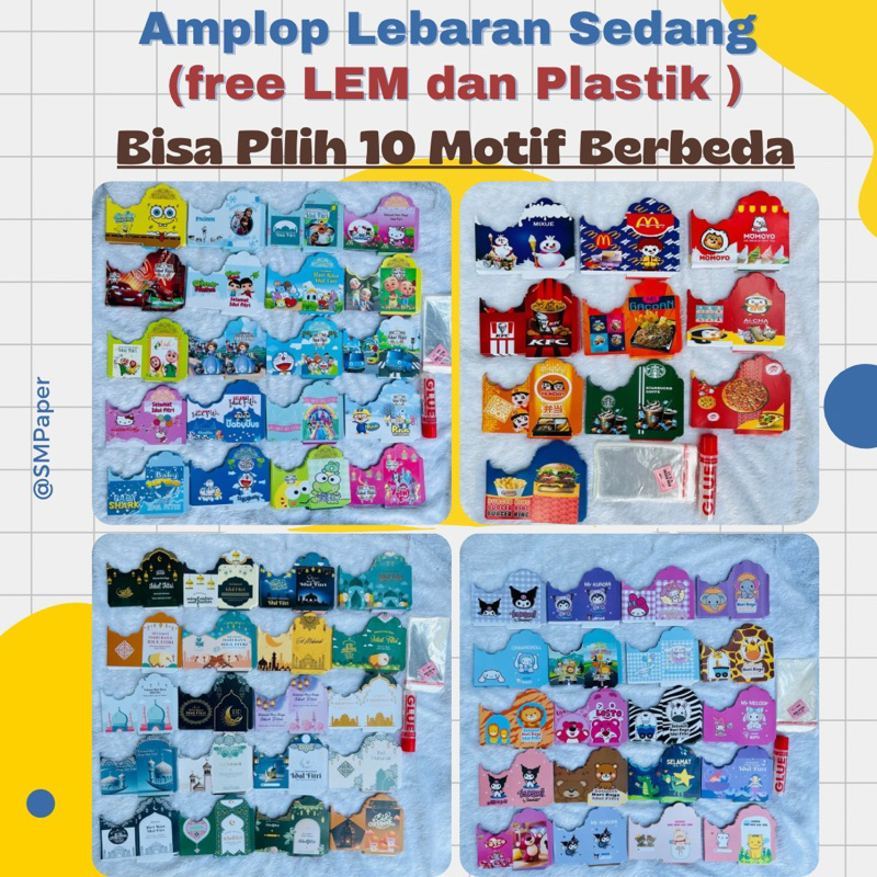 Jual amplop lebaran 1000 lembar sedang free lem dan plastik | Shopee ...