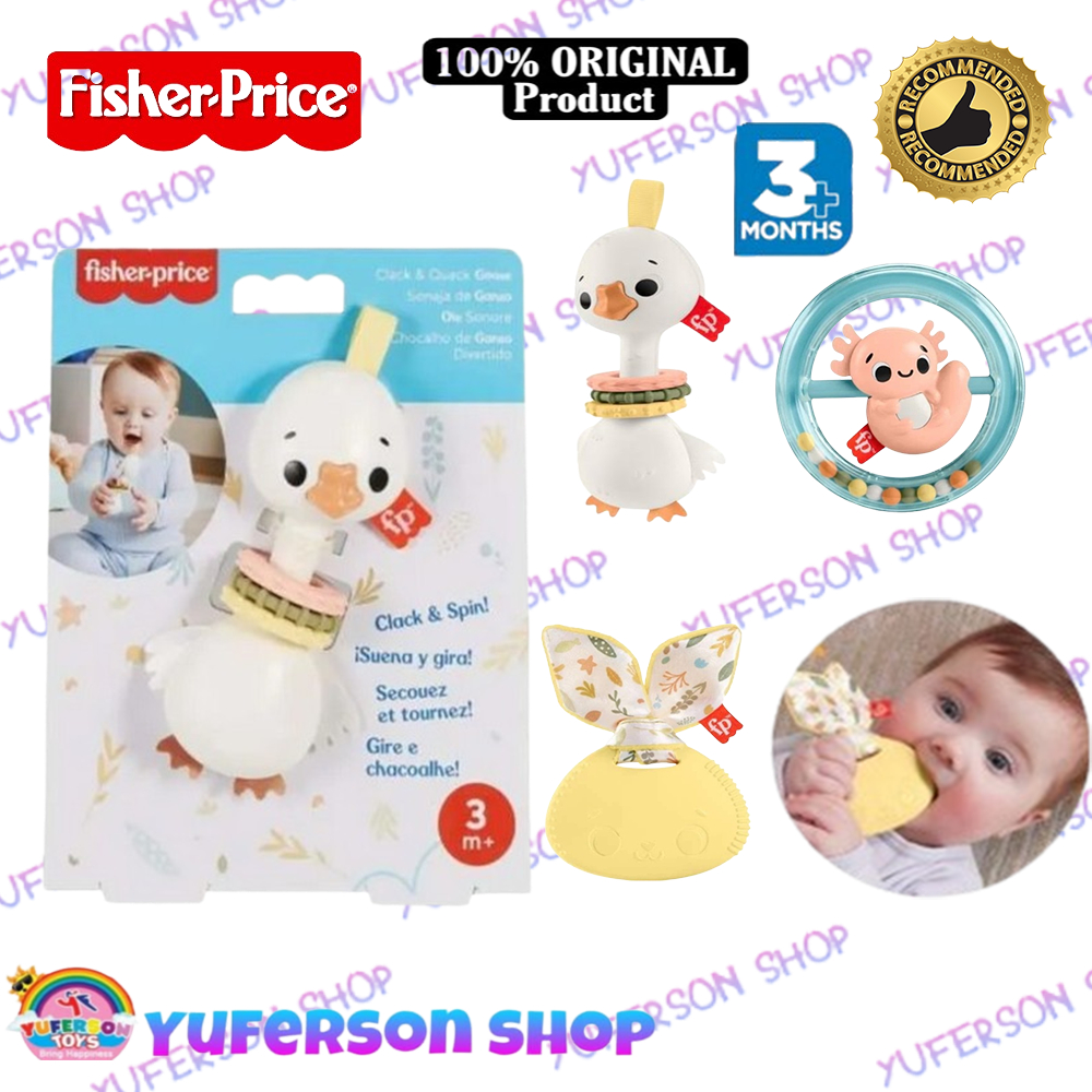 Jual Fisher Price Sensimals Clack & Quack Goose Bunny Axolotl Rattle ...