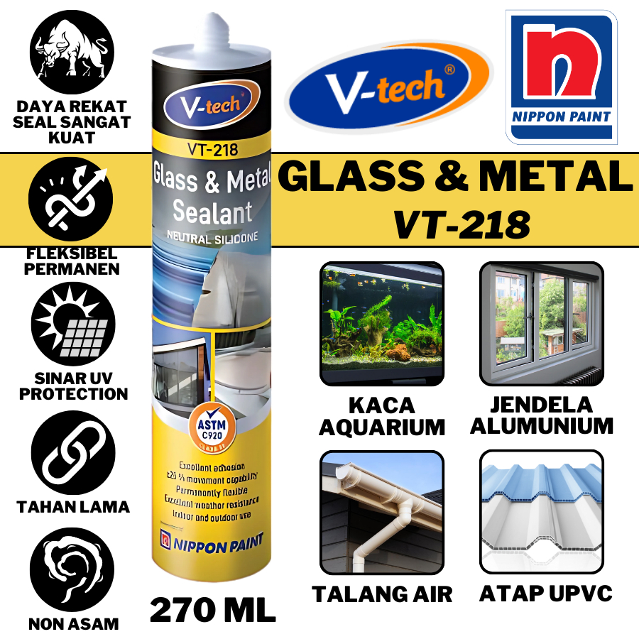 Jual VTECH LEM SILICONE SEALANT NETRAL NIPPON LEM KACA NIPPON LEM ...