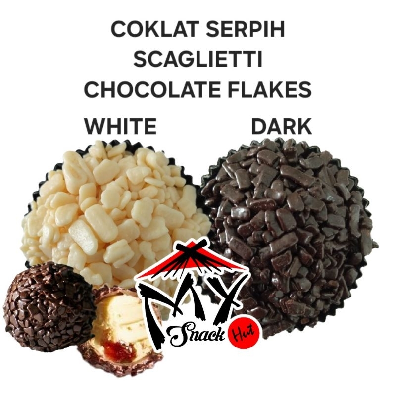 Jual COKLAT SERPIH 100GR SCAGLIETTI DARK WHITE CHOCOLATE FLAKES COKELAT ...