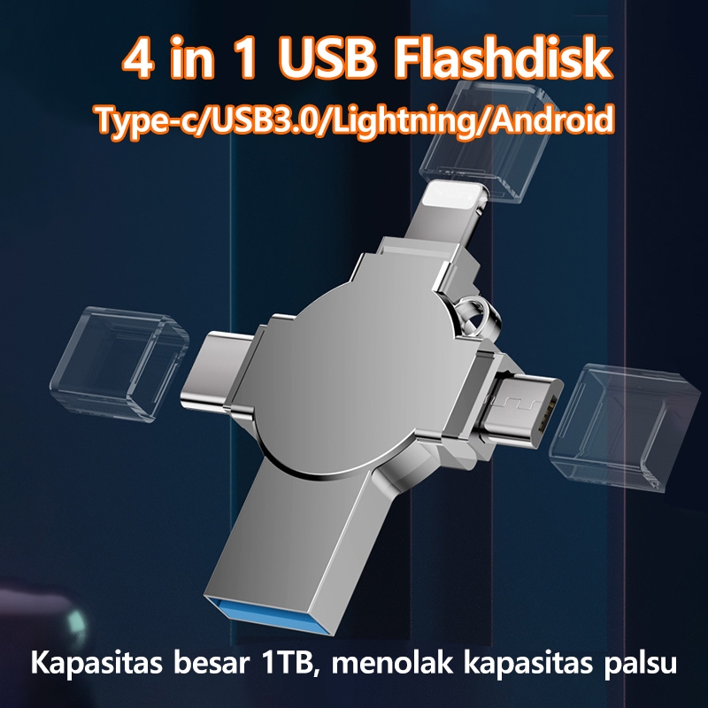 Jual U401 1TB Flashdisk OTG 4-in-1: Kompatibel dengan iPhone 6-15, USB ...