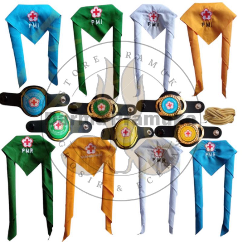 Jual Paket syal pmi / slayer pmr bordir plus ring syal/ scraf leher pmi ...