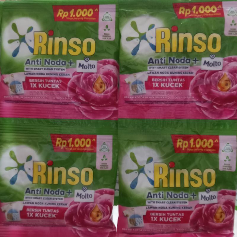 Jual 36 SACHET RINSO BUBUK 1000 ROSE FRESH (DETERGEN) | Shopee Indonesia