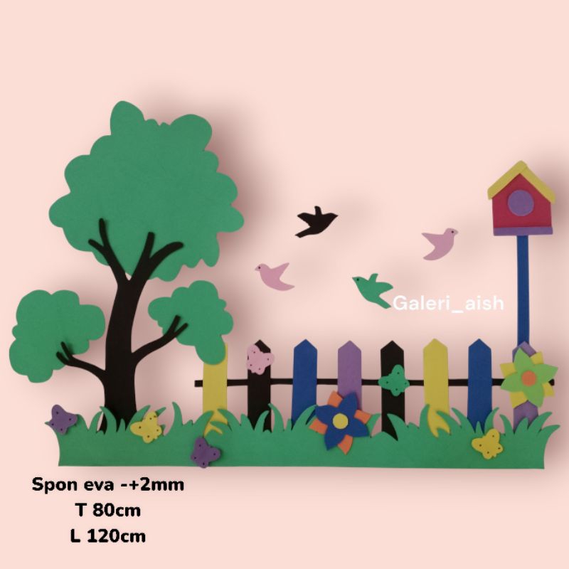 Jual 1set hiasan dinding -+ (80cm x 120cm) spon eva Pagar Rumput Bunga ...