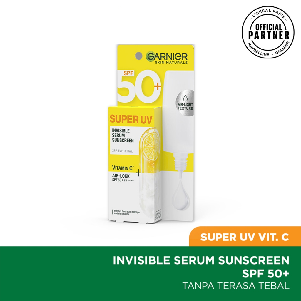 Jual GARNIER SUPER UV INVISIBLE SERUM SUNSCREEN VIT C AIR-LOCK SPF50 ...