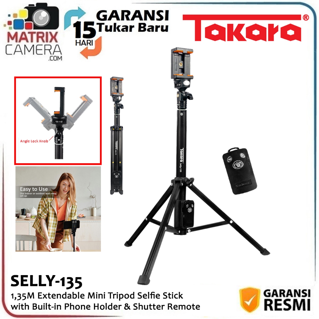 Jual Takara Selly-135 Mini Tripod Selfie Stick with Shutter Remote ...