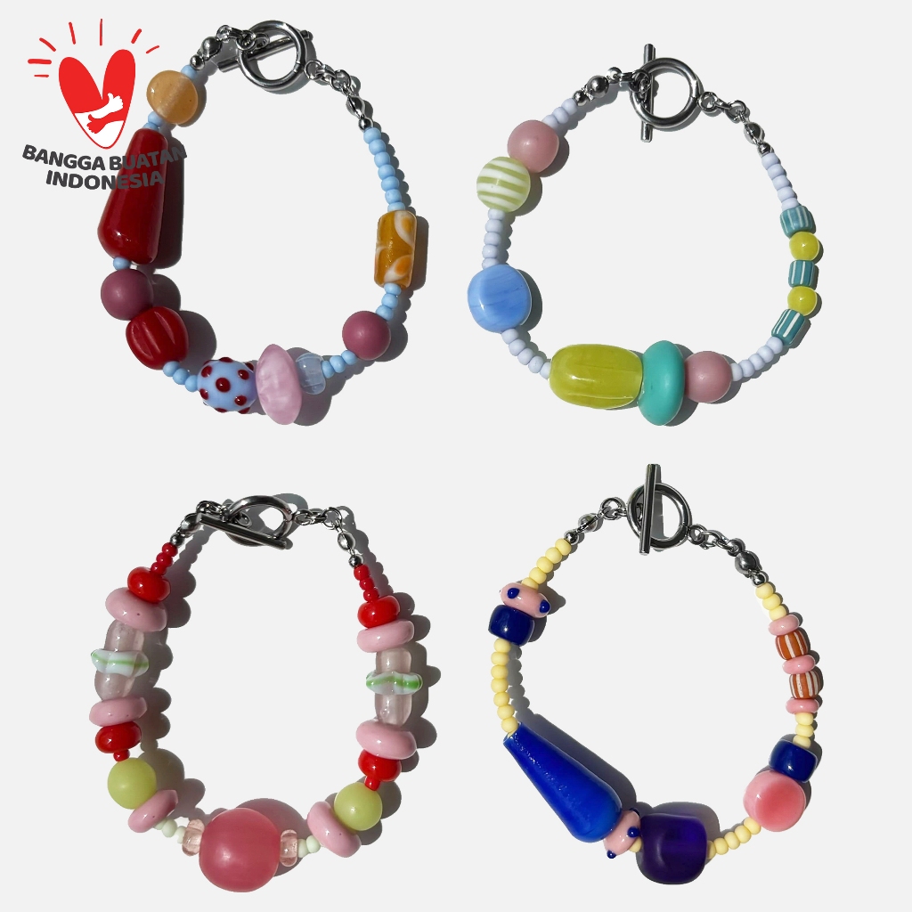 Jual HYB Glass Beaded Bracelets - Early October Collection | Gelang Manik Kaca - Stainless Steel ...