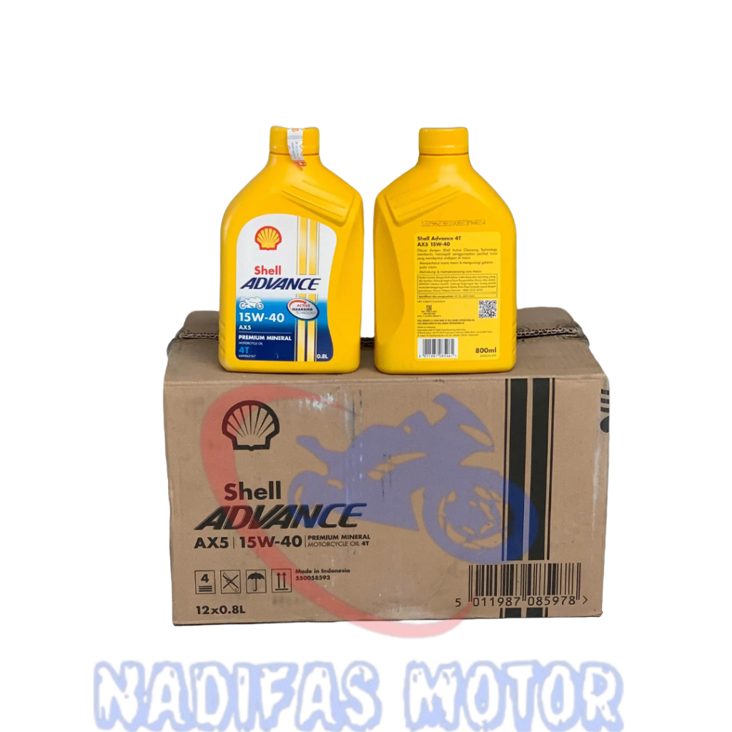 Jual Oli SHELL ADVANCE AX5 Original 1 L / 1 Liter 15W-40 1 Dus Isi 12 ...