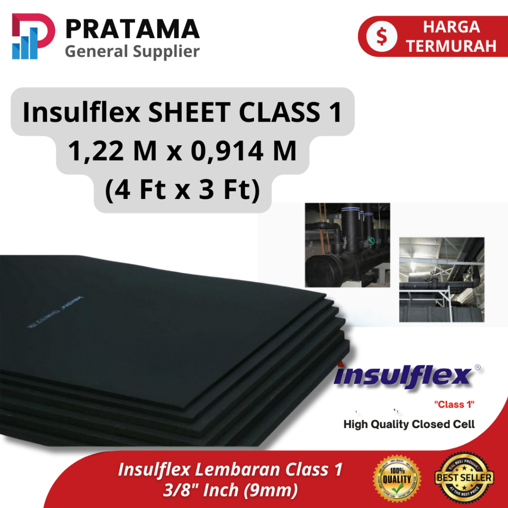 Jual Insulasi Pipa ac Insulflex Lembaran 3/8" Inch (9mm) Class 1 ...