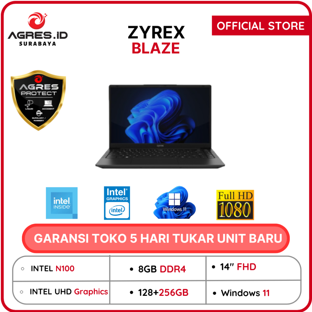 Jual ZYREX ULTRA INTEL N100 8gb 128+256gb 14.0FHD Backlit Windows 11 ...