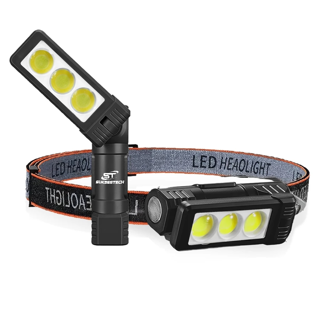 Jual Suksestech Headlamp 2 In 1 Senter Cas Kepala 4 Mode 3 Cahaya Led