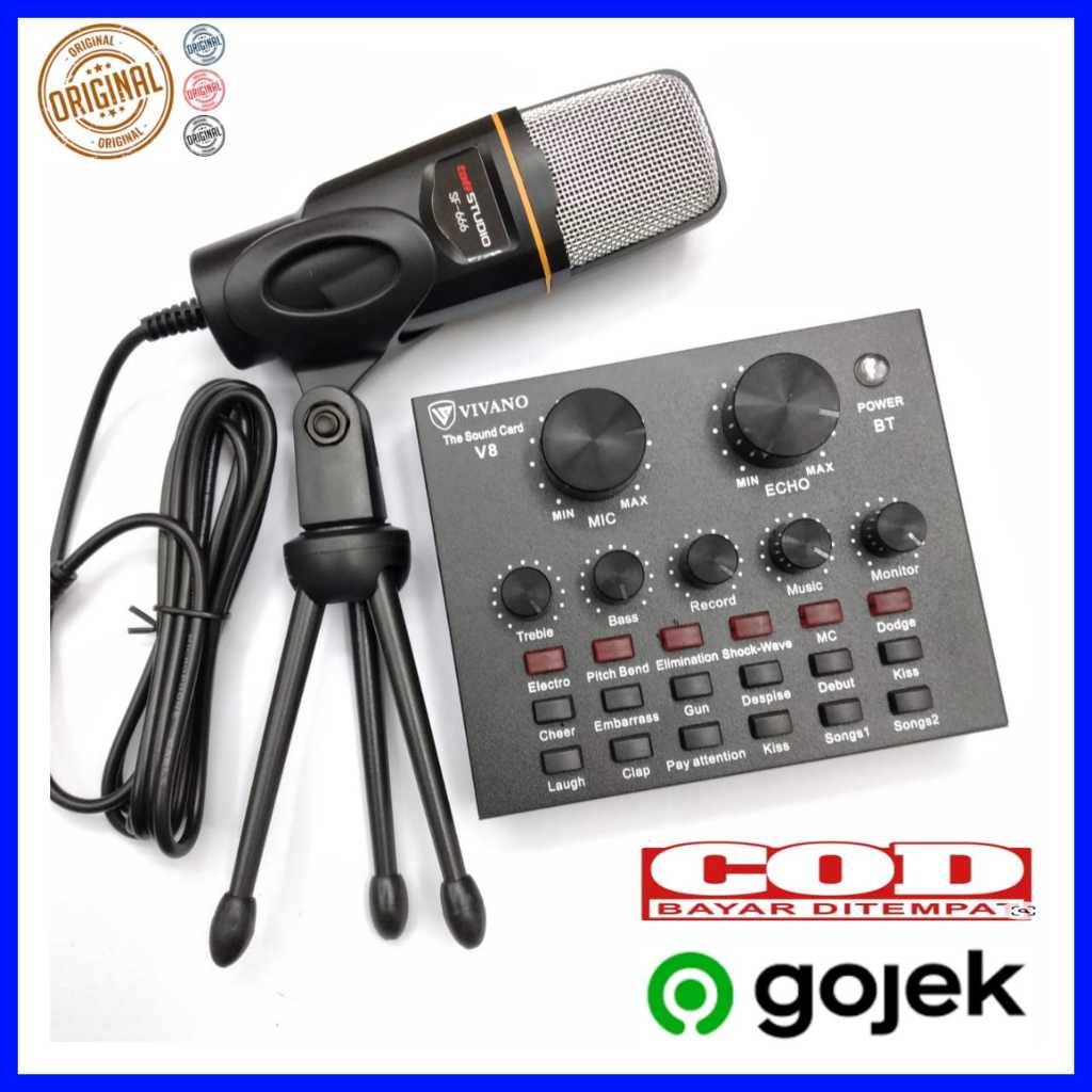 Jual Paket Mik Sound Card V8 Bluetooth Audio USB External / Live Mixer ...