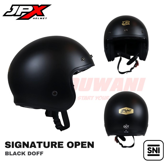 Jual Helm JP Half Face JPX Signature Open Black Matt | Shopee Indonesia