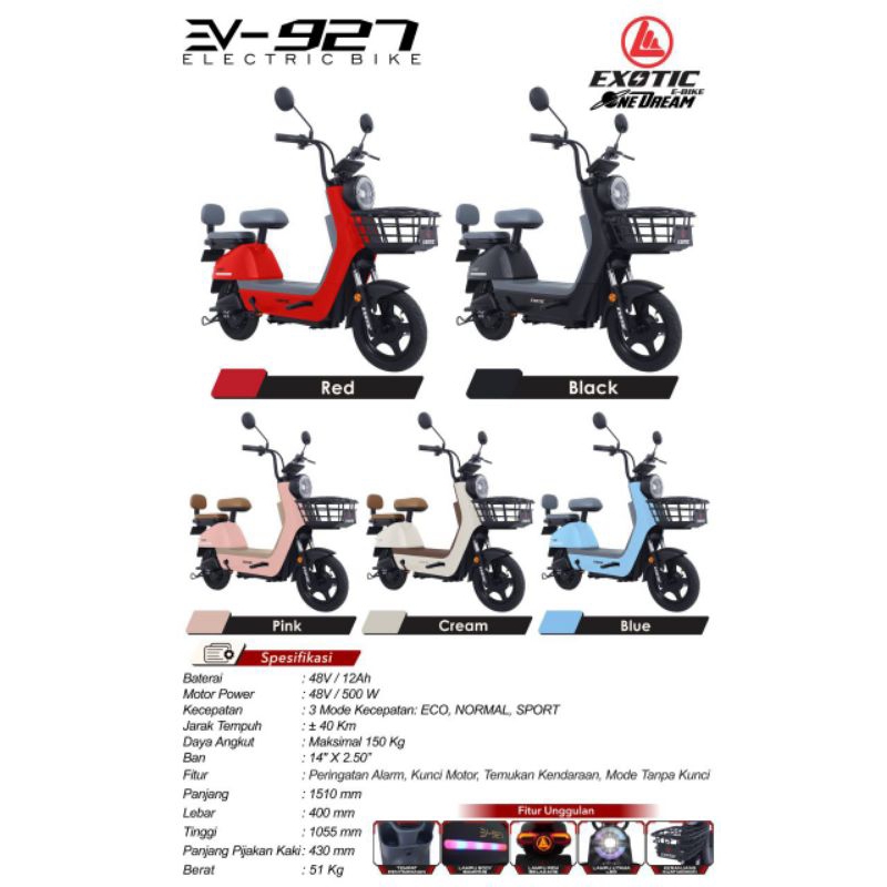 Jual Sepeda Listrik Exotic Ev 927 E bike 500 watt | Shopee Indonesia